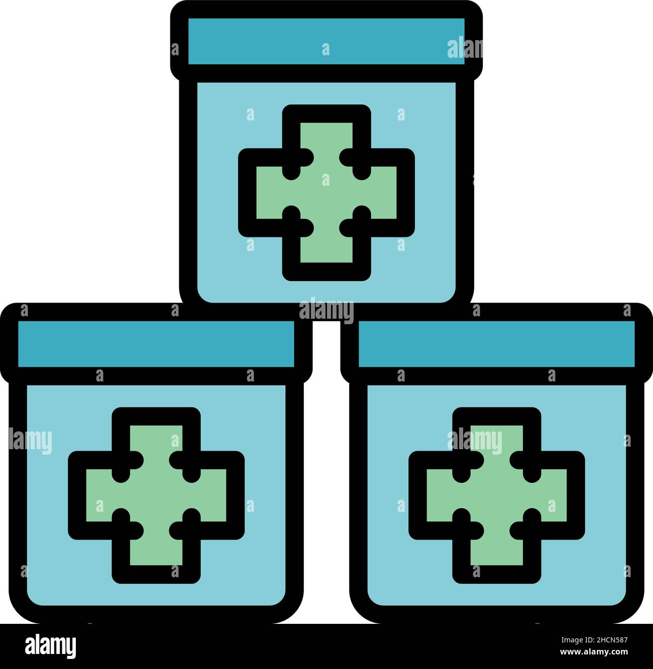 Medicinal boxes icon. Outline medicinal boxes vector icon color flat ...
