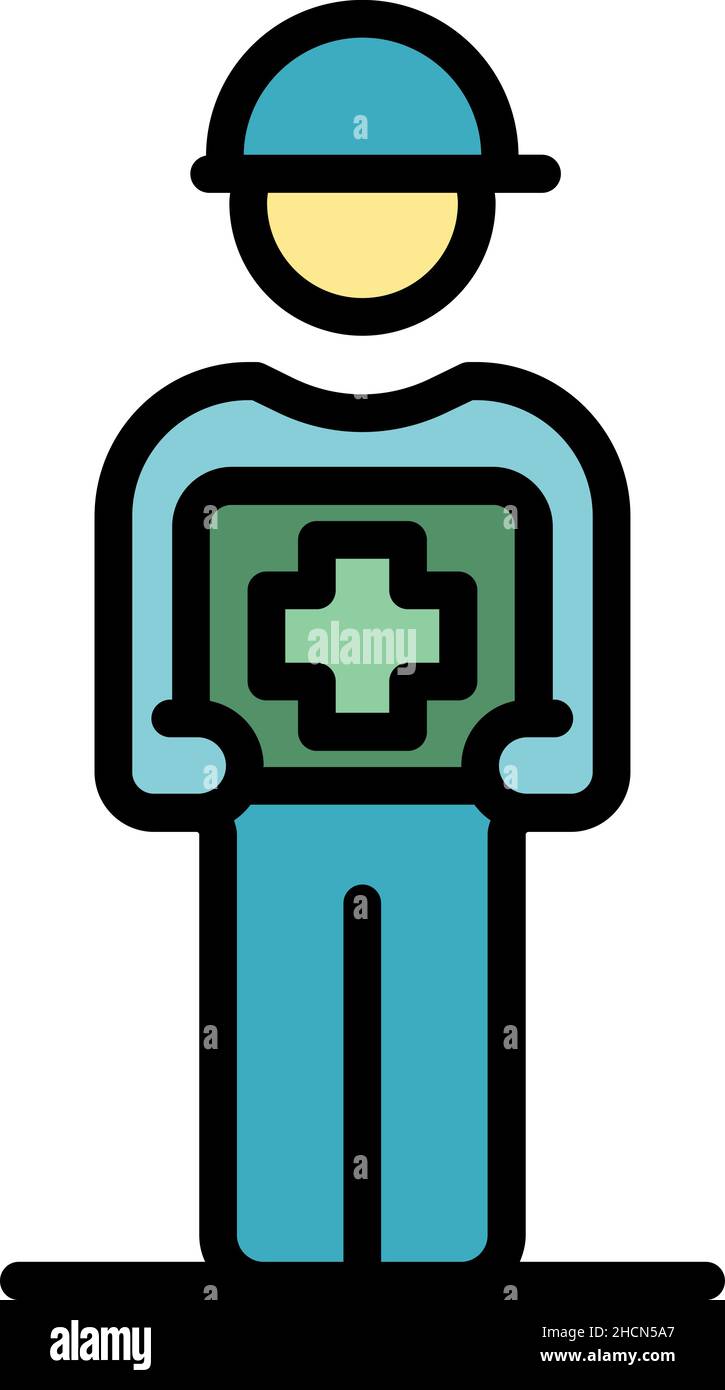 Medical man icon. Outline medical man vector icon color flat isolated ...