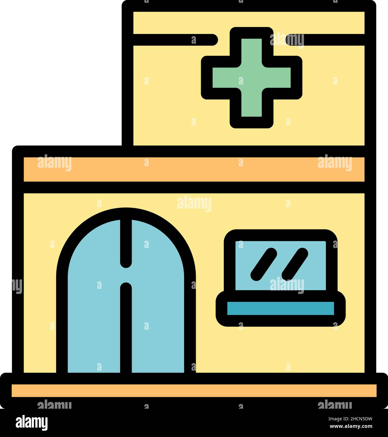 Medical store icon. Outline medical store vector icon color flat ...