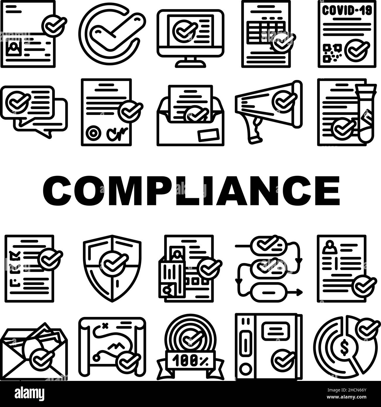 Compliance Quality Procedure Icons Set Vector Stock Vector Image & Art ...