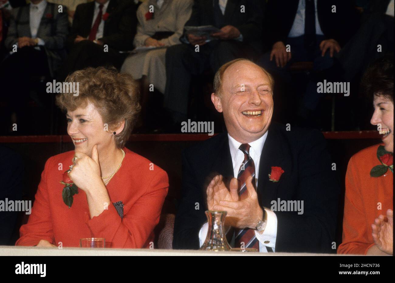 Labour party leader Neil Kinnock and his wife Glenys laughing at Red ...