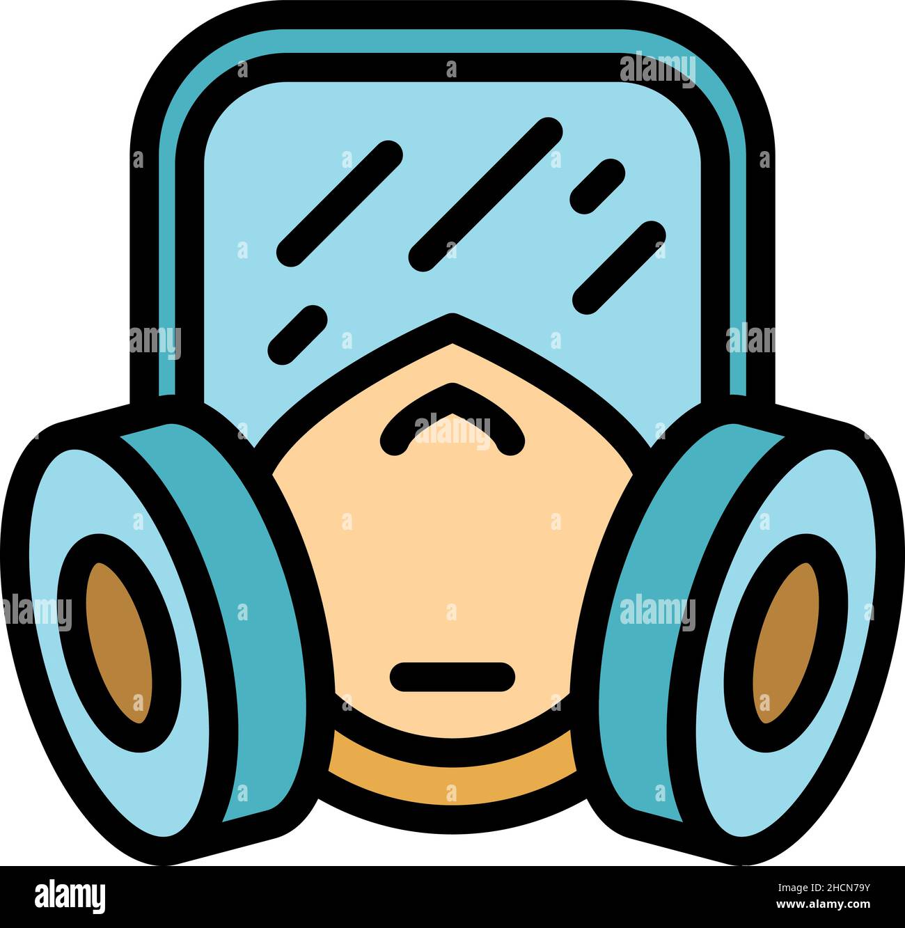 Toxic mask icon. Outline toxic mask vector icon color flat isolated ...