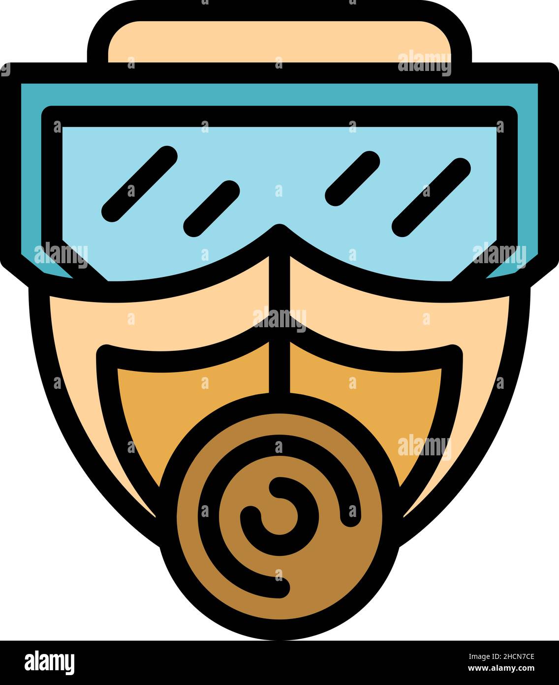 Biohazard mask icon. Outline biohazard mask vector icon color flat ...