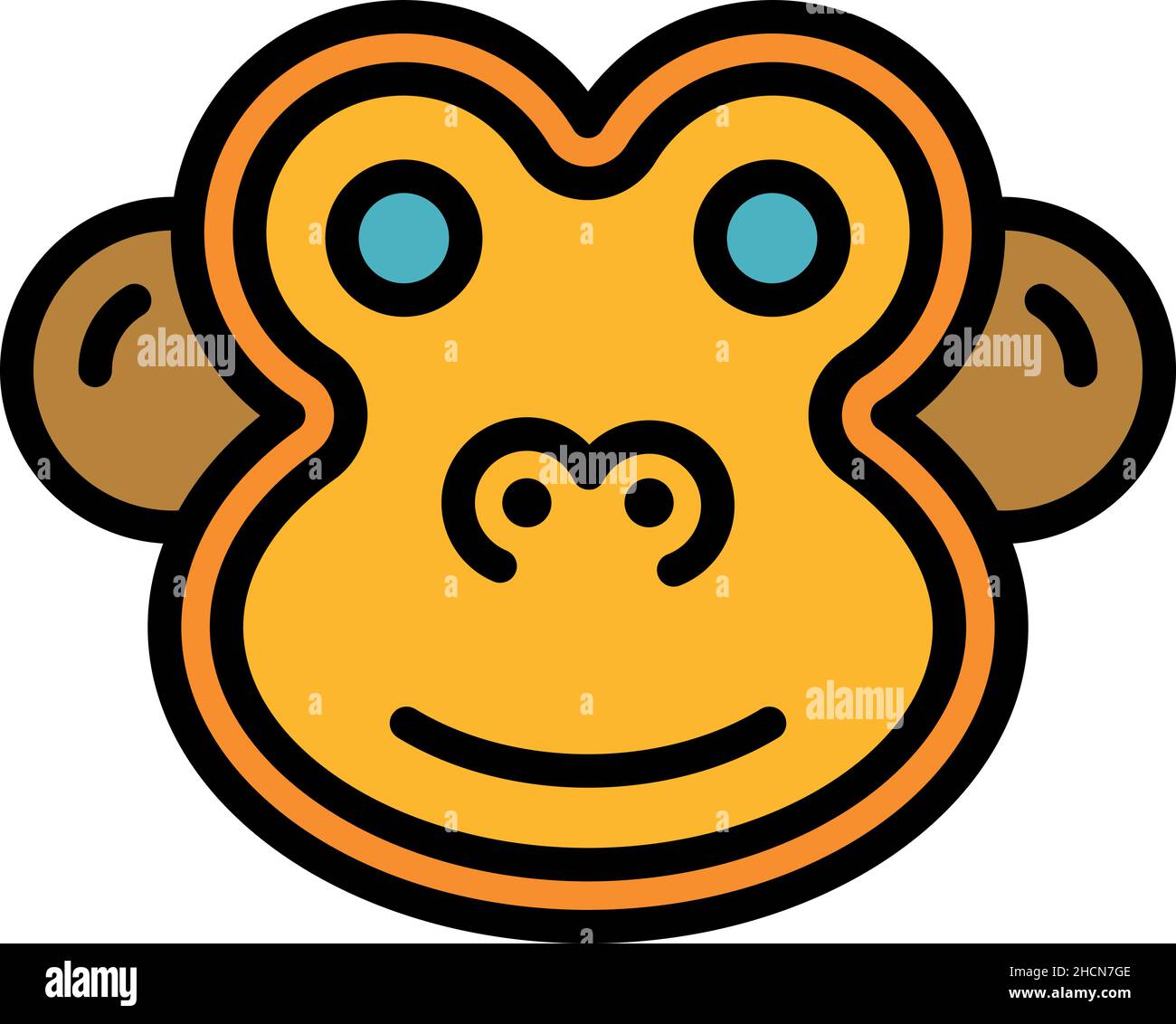 Smile gibbon icon. Outline smile gibbon vector icon color flat isolated ...