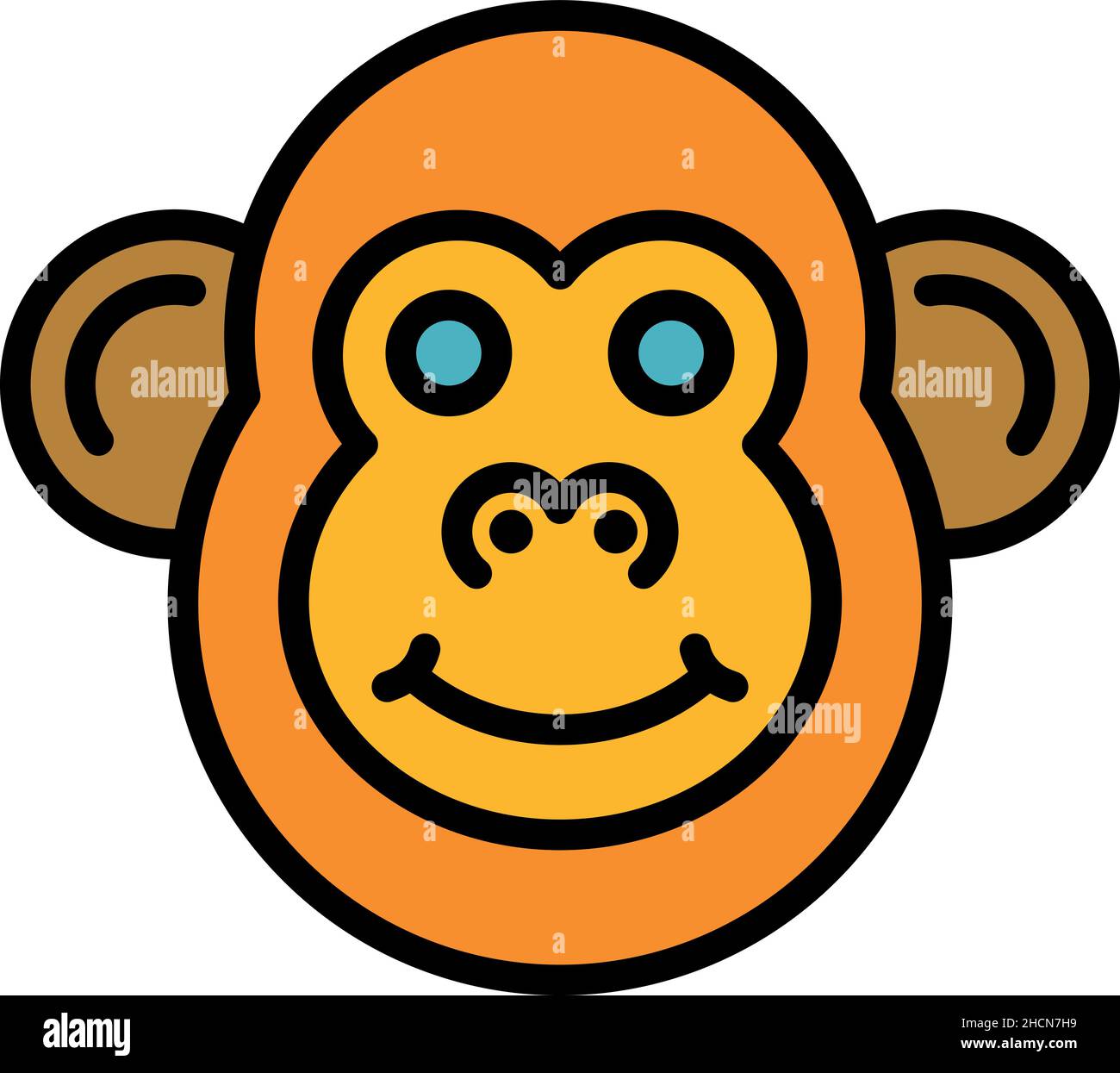 Face gibbon icon. Outline face gibbon vector icon color flat isolated ...