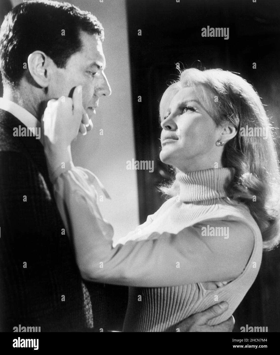 Craig Stevens, Laura Devon, on-set of the Film, "Gunn", Paramount ...