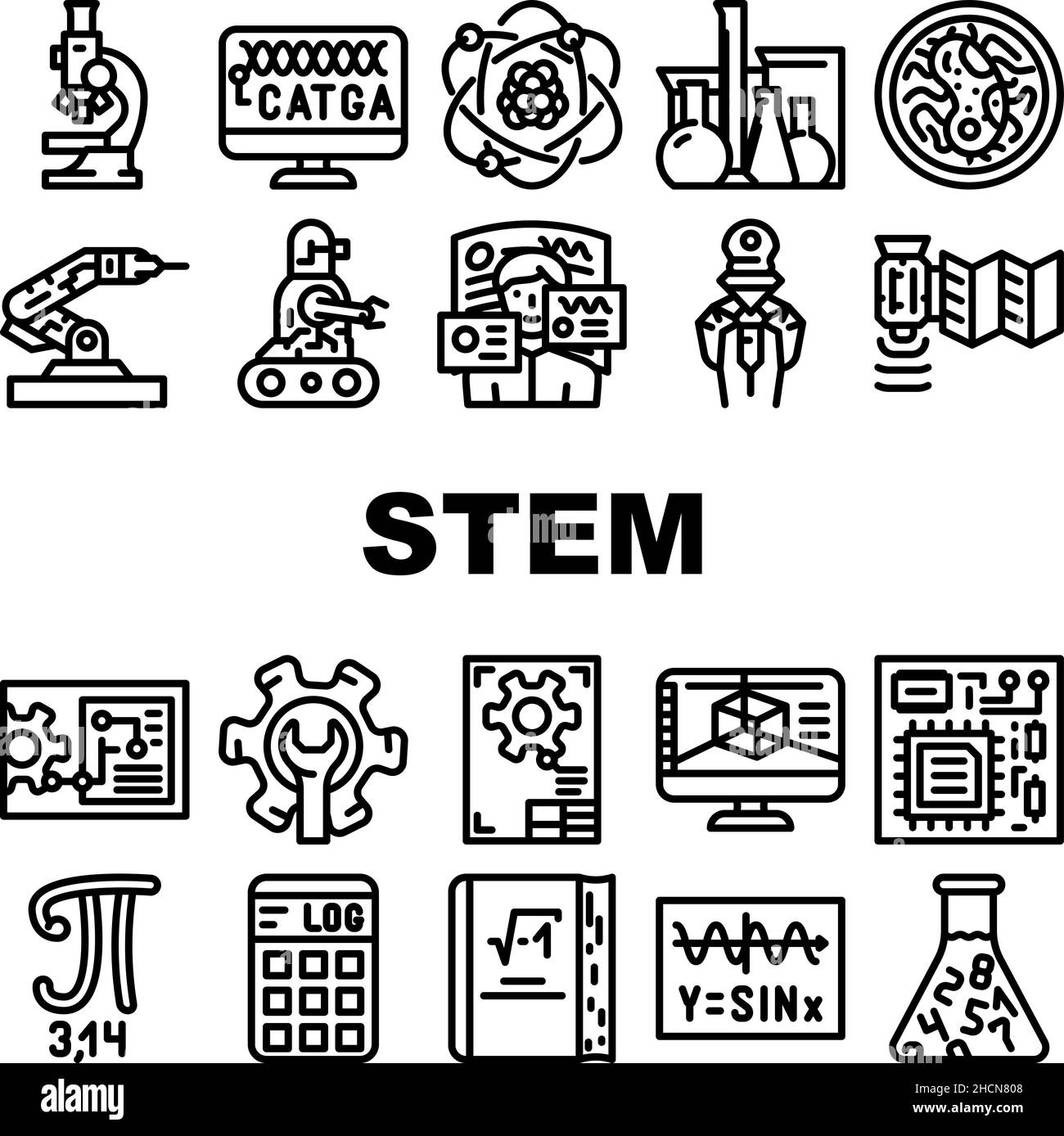 Stem Engineer Process And Science Icons Set Vector Stock Vector Image ...