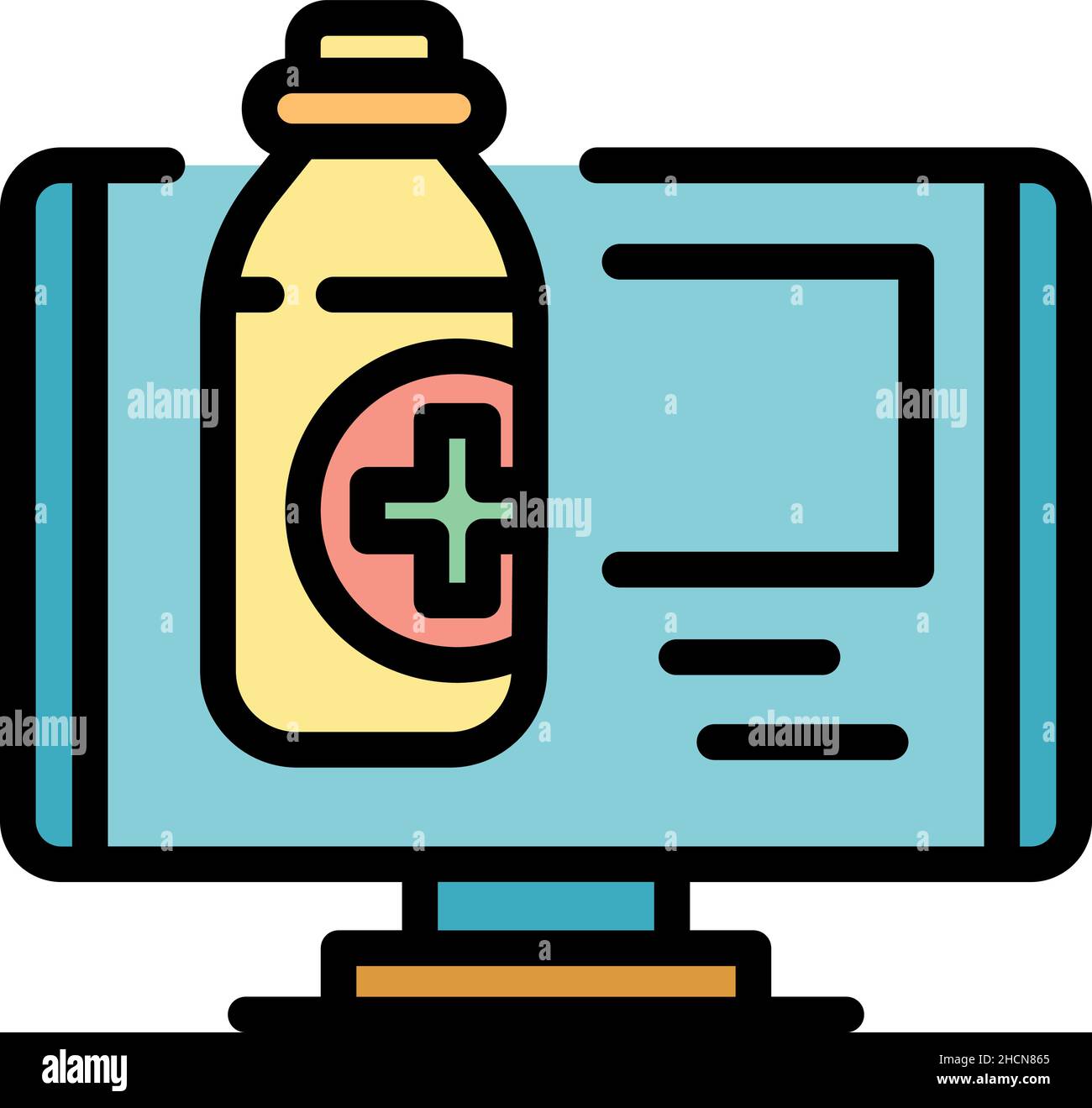 Online drugs icon. Outline online drugs vector icon color flat isolated ...