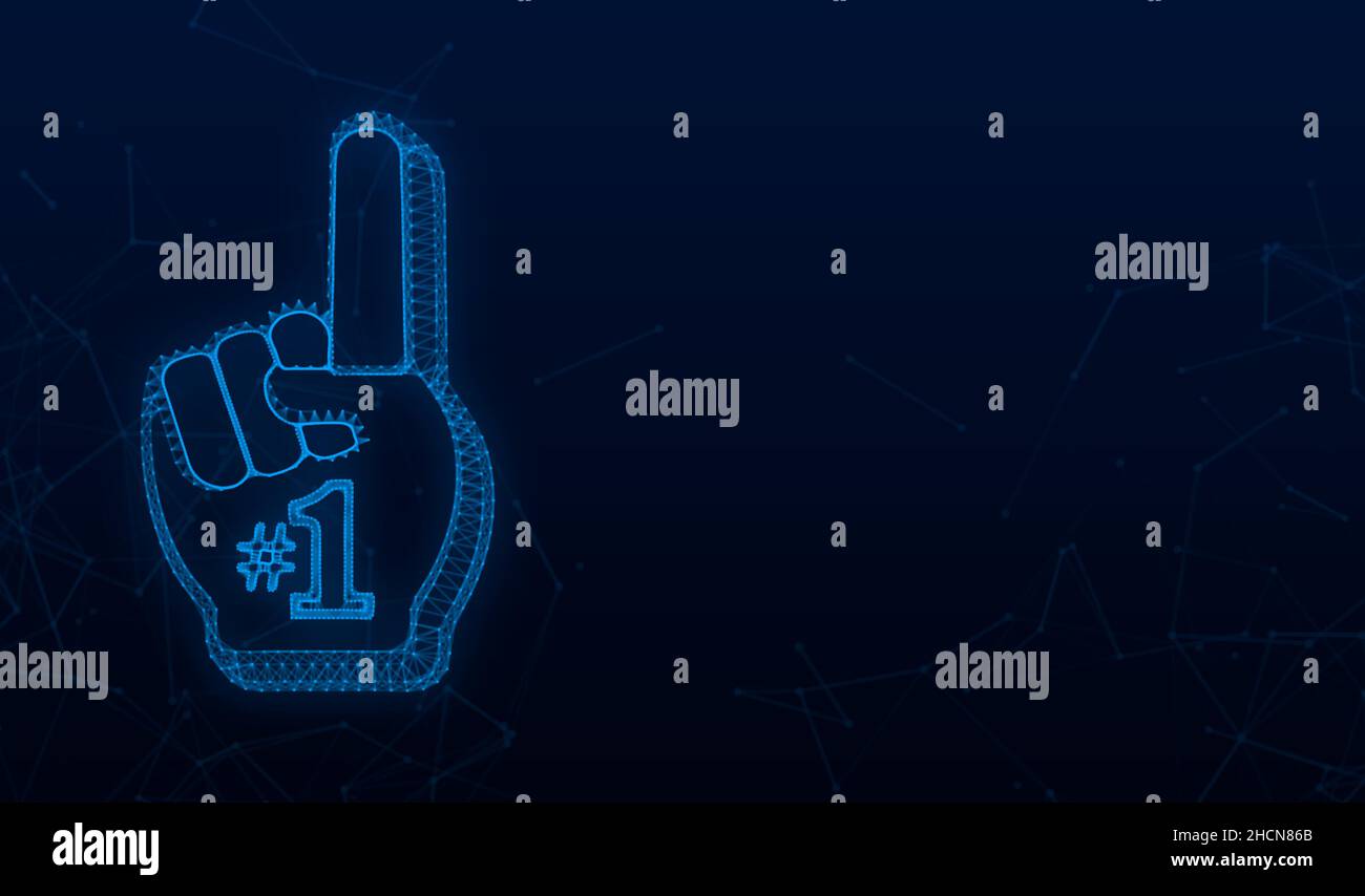 Fan logo hand with finger up. Hand up with number 1. Vector stock ...