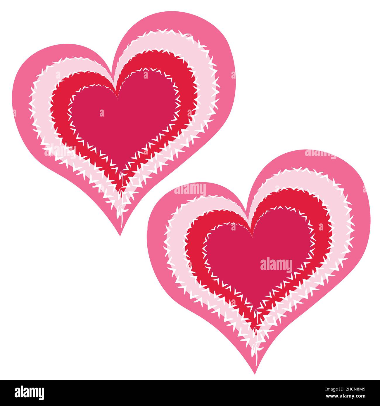 Illustration on a square background - cold hearts - two abstract hearts ...