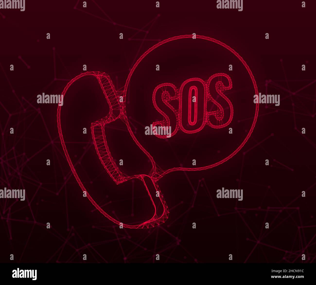 SOS emergency call. 911 calling. A cry for help. Vector stock ...