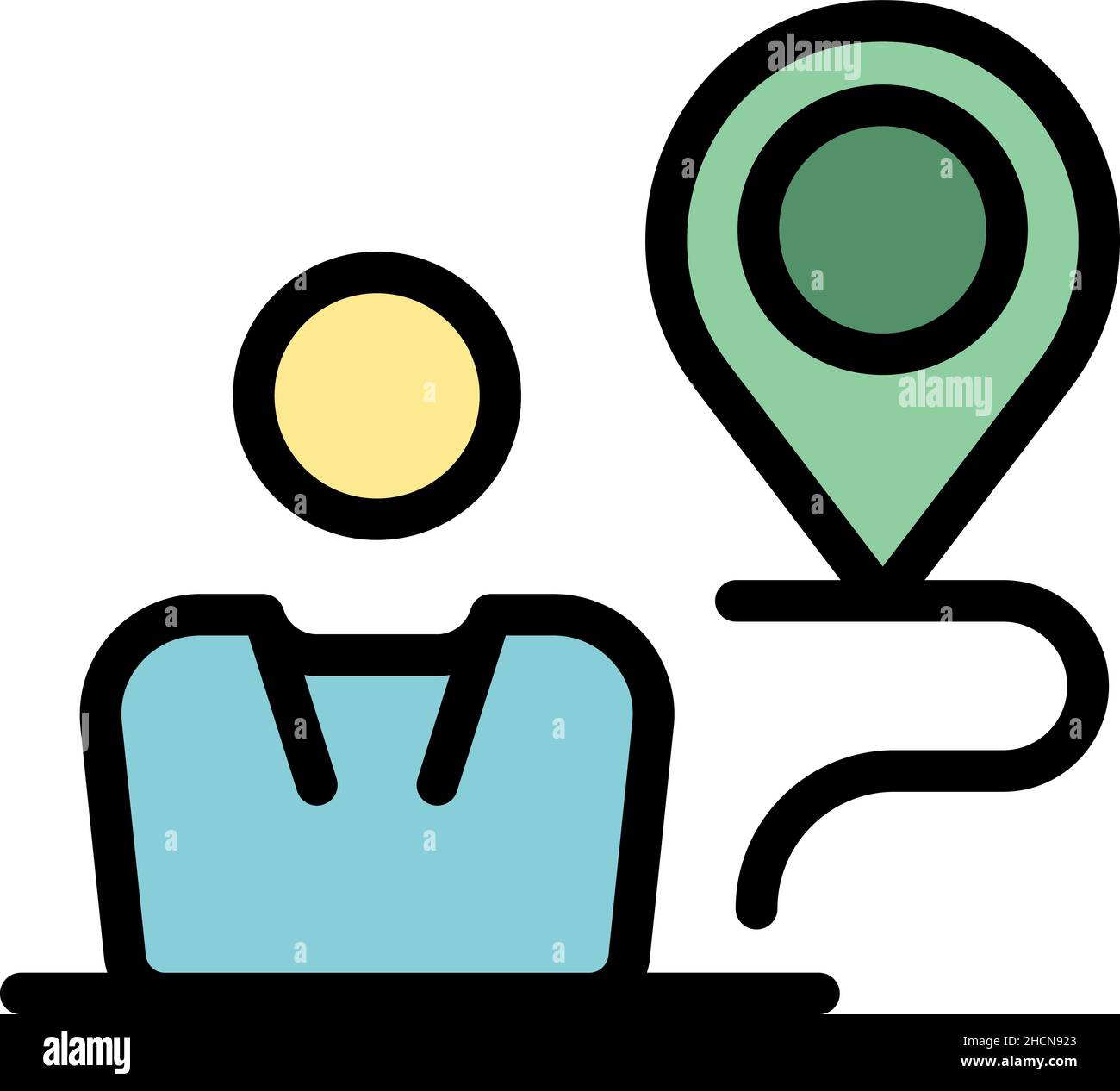 Human location icon. Outline human location vector icon color flat ...