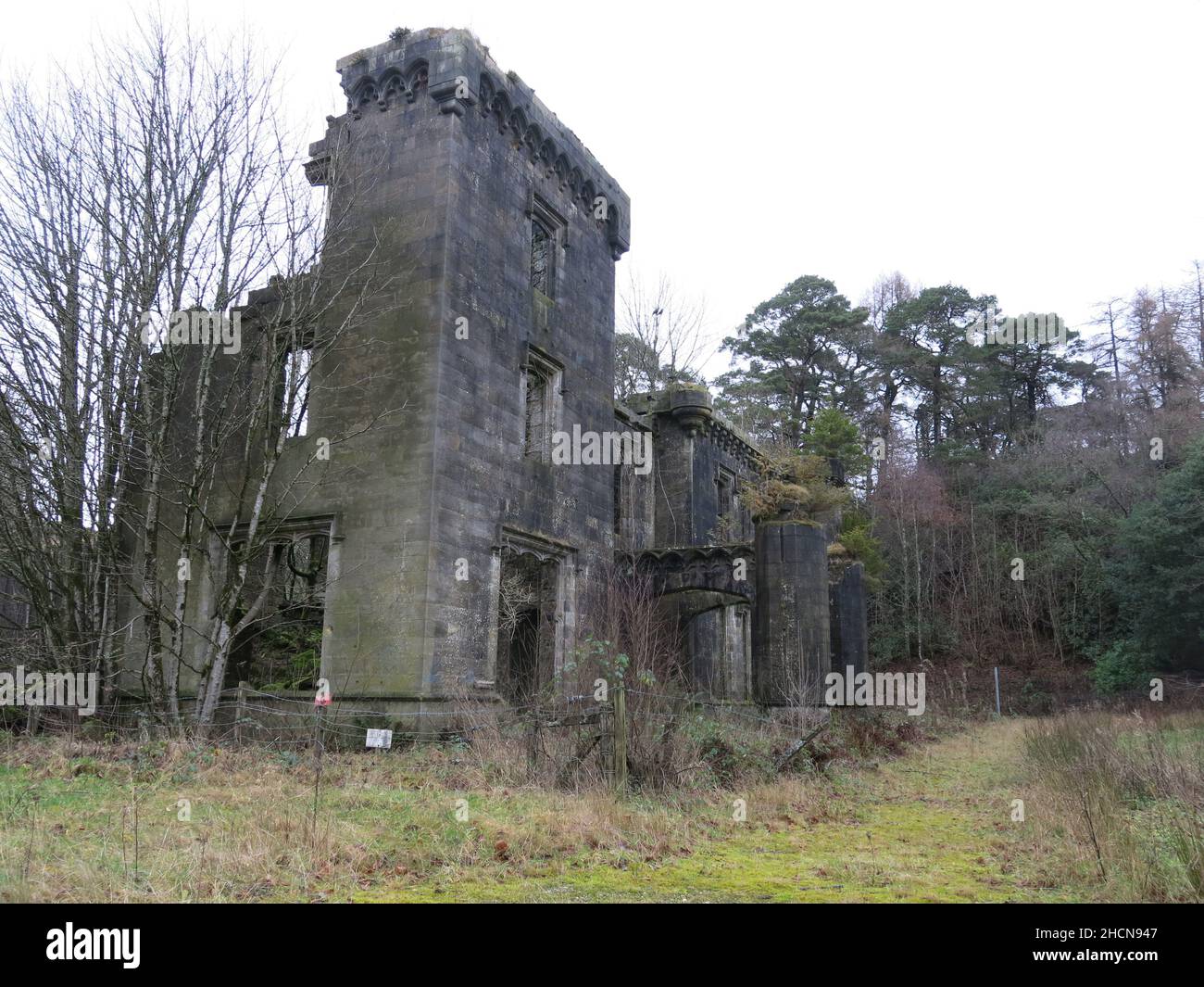 The ruins of Craigend Castle at Mugdock Country Park north of Glasgow ...