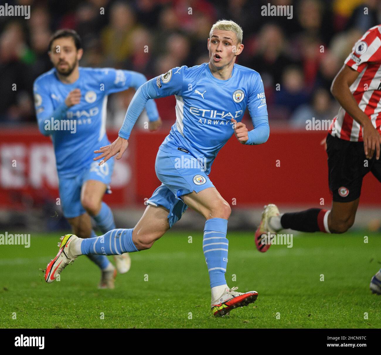 Phil Foden during the Premier League match at the Brentford Community ...