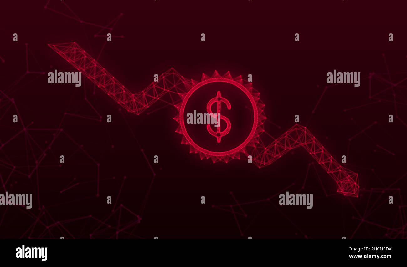 Money loss sign in hands. Cash with down arrow stocks graph, concept of ...