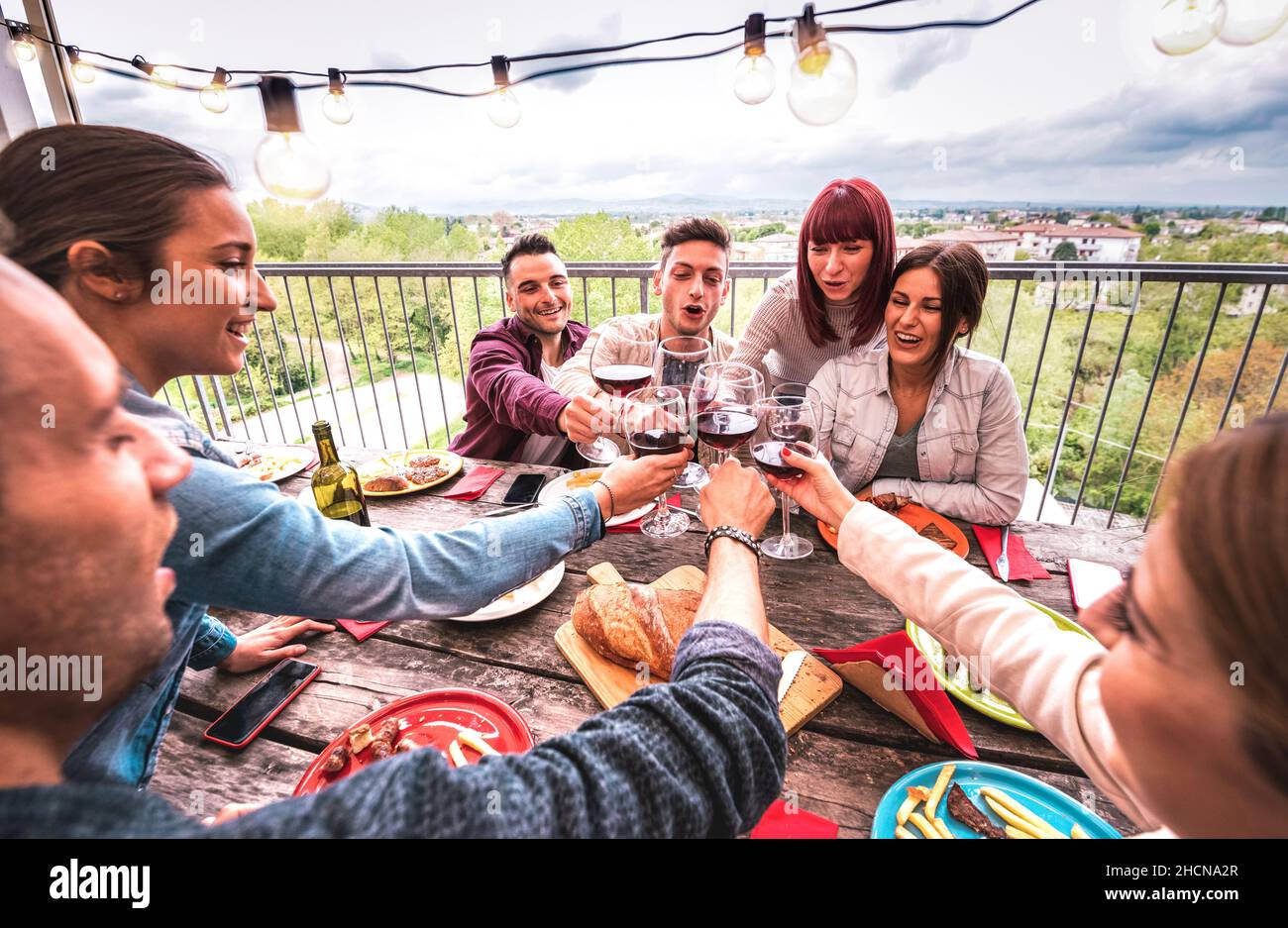 Happy family dinner in open hi-res stock photography and images - Alamy