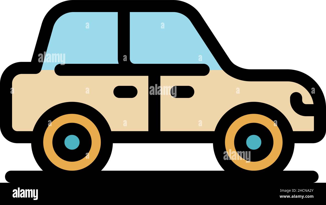 Family car icon. Outline family car vector icon color flat isolated ...