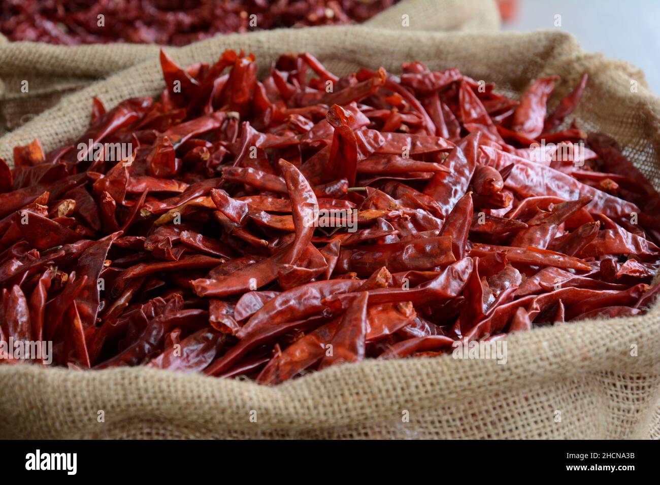 Sack of Chillies Stock Photo - Alamy