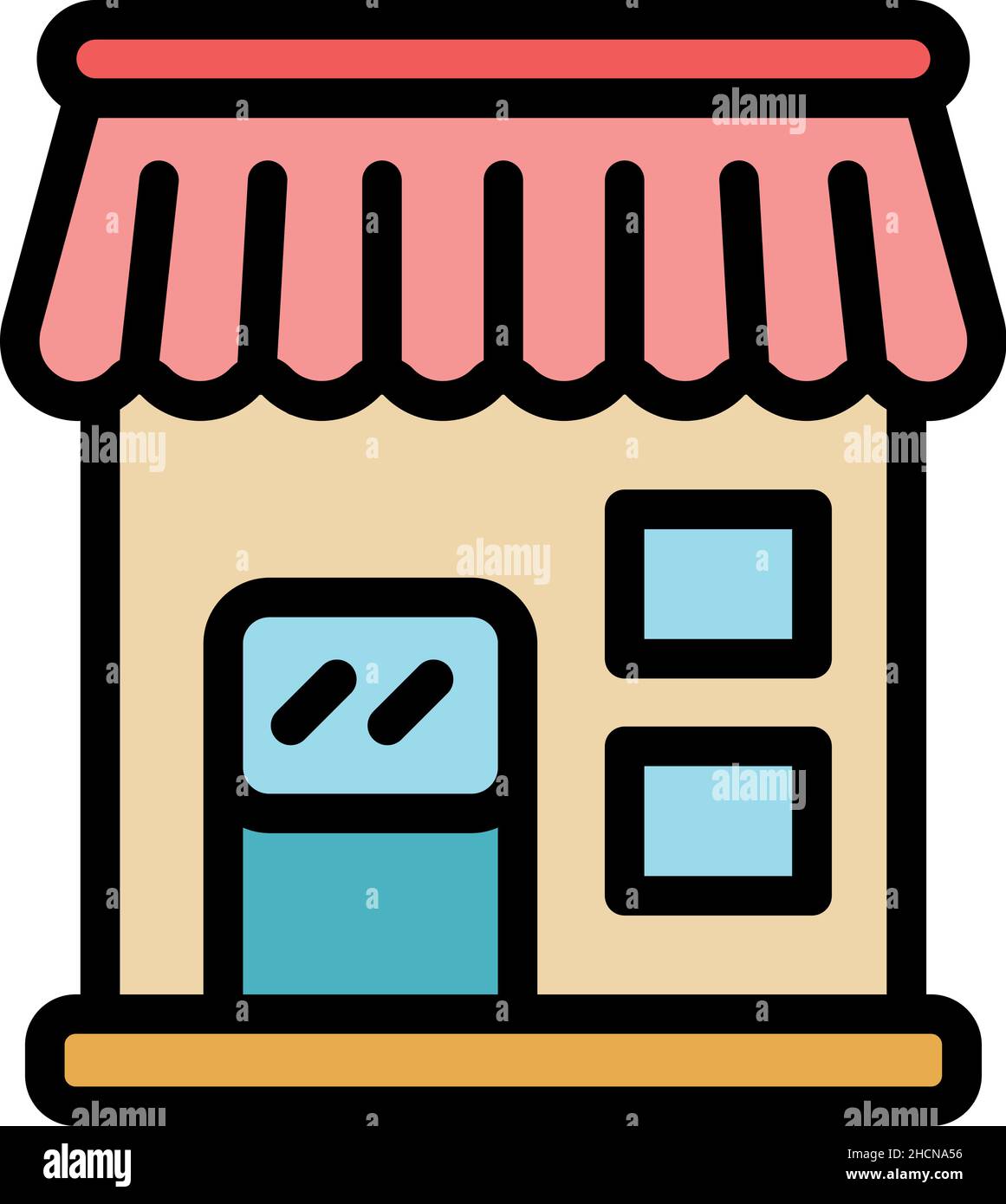 Street shop icon. Outline street shop vector icon color flat isolated ...