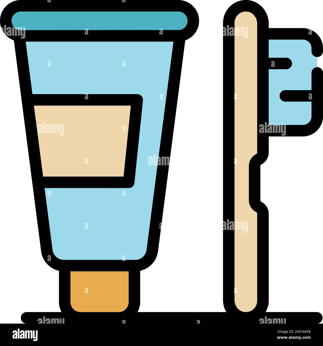 Personal toothpaste and toothbrush icon. Outline personal toothpaste ...