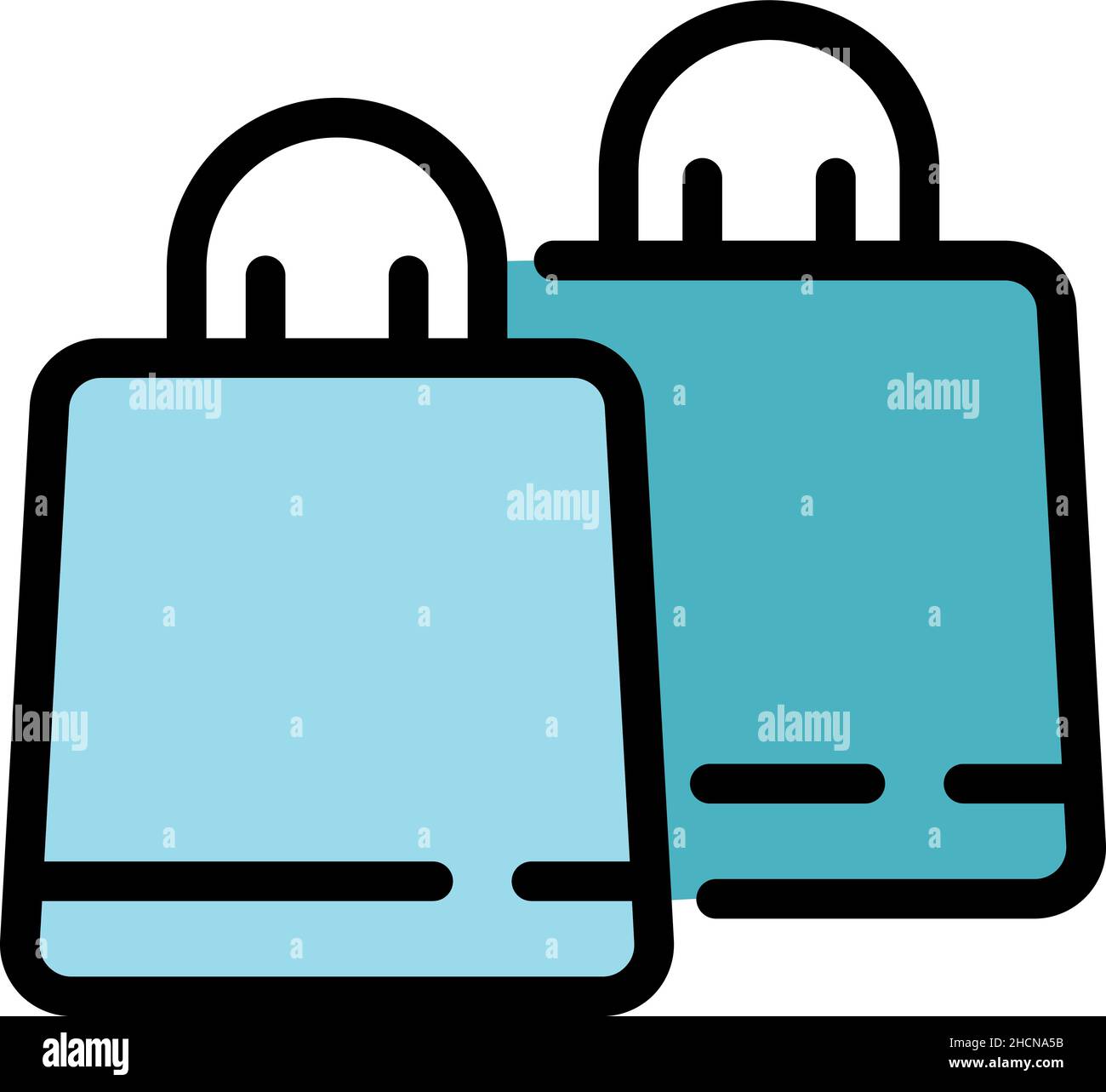 Shopping bags icon. Outline shopping bags vector icon color flat ...