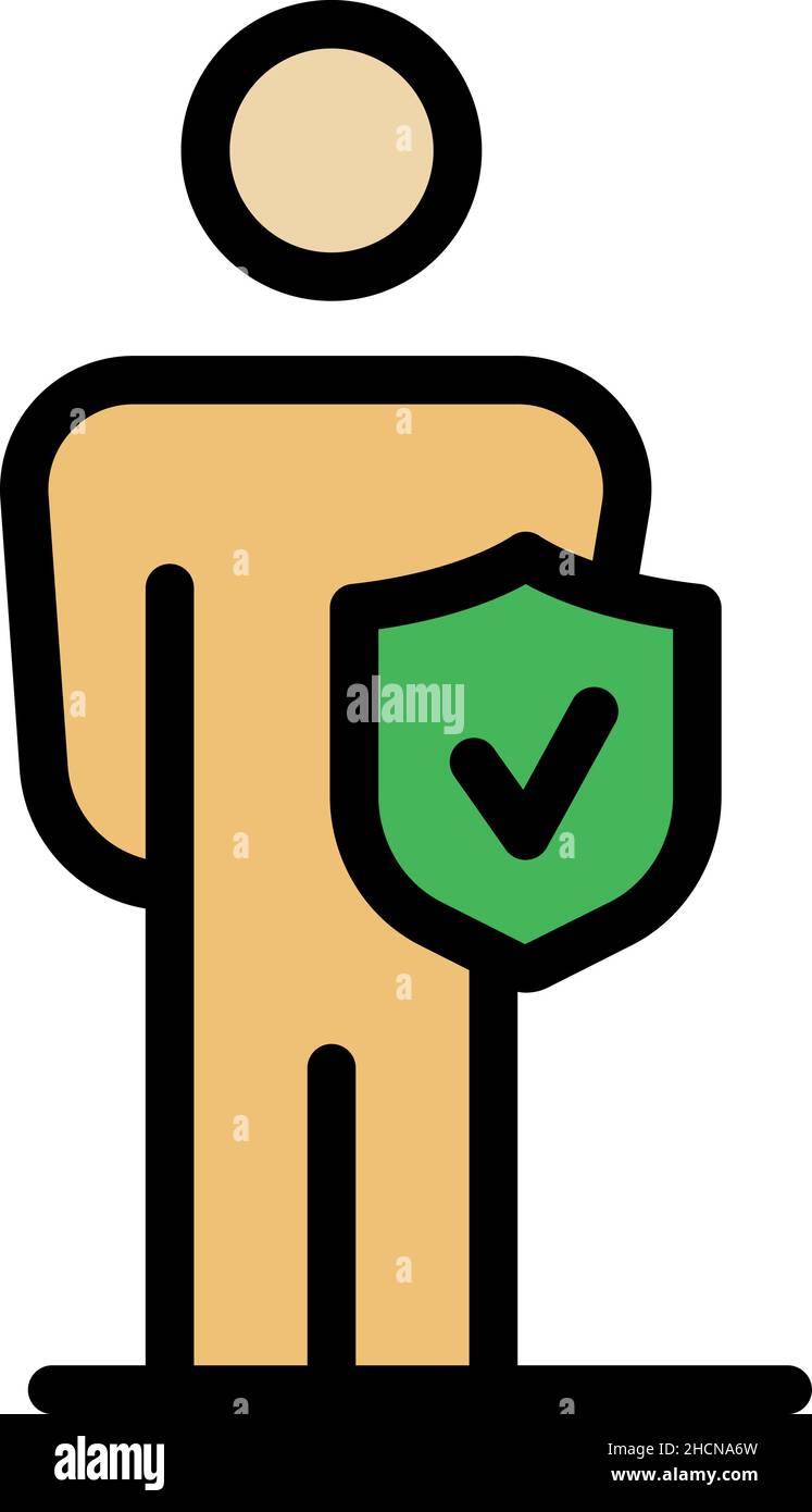 Protected human icon. Outline protected human vector icon color flat ...