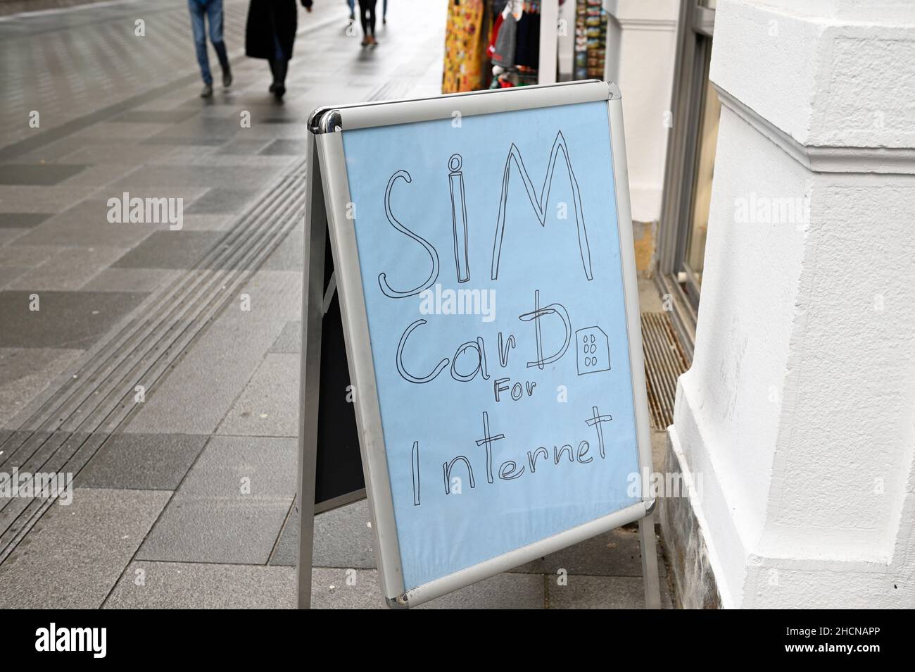 Information sign in front of a shop "SIM Card for Internet Stock Photo ...