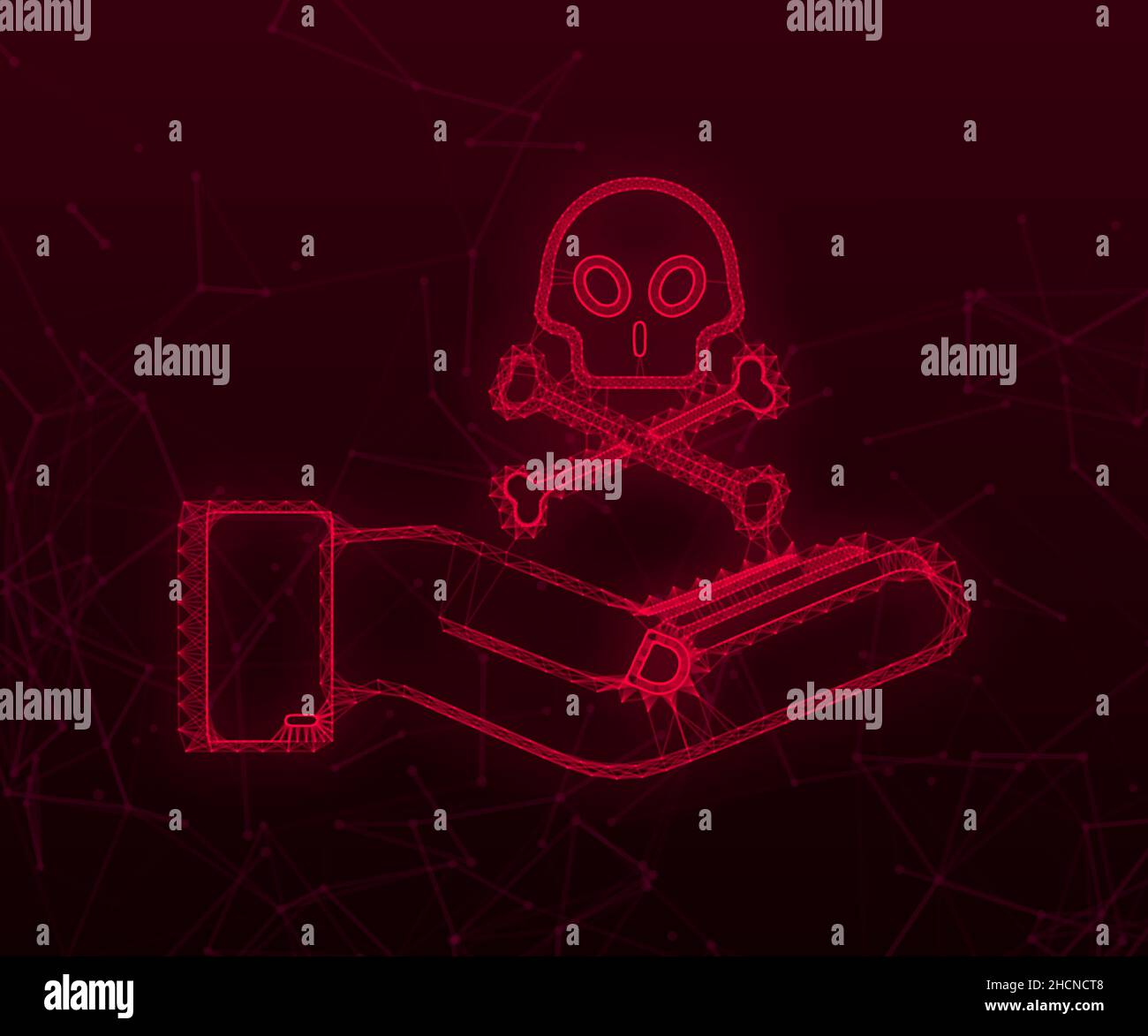 Neon danger sign in hands on dark backdrop. Vector stock illustration ...