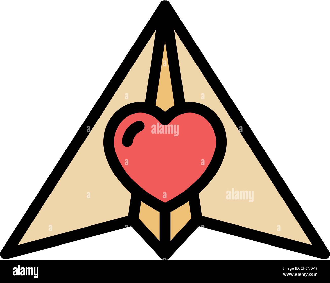 Paper plane heart icon. Outline paper plane heart vector icon color ...