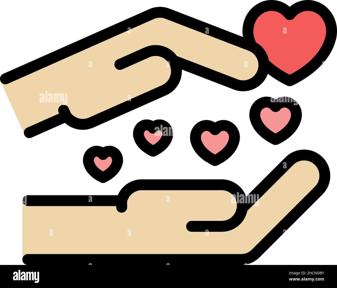 Hands charity icon. Outline hands charity vector icon color flat ...