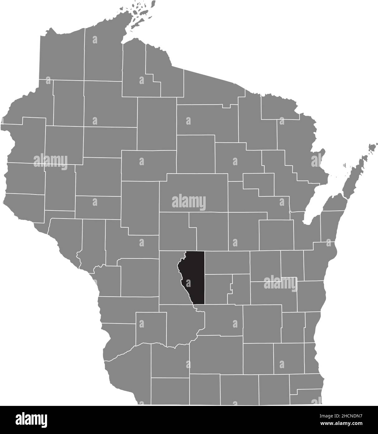 Black highlighted location map of the Adams County inside gray ...