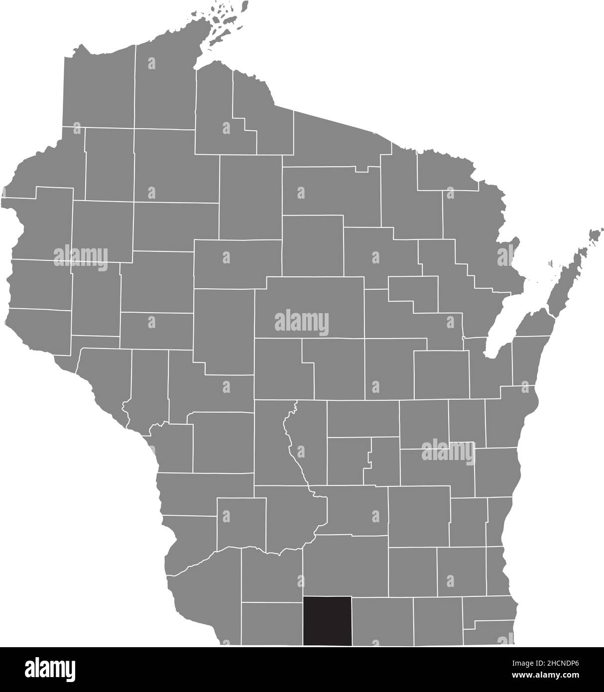 Black highlighted location map of the Green County inside gray ...