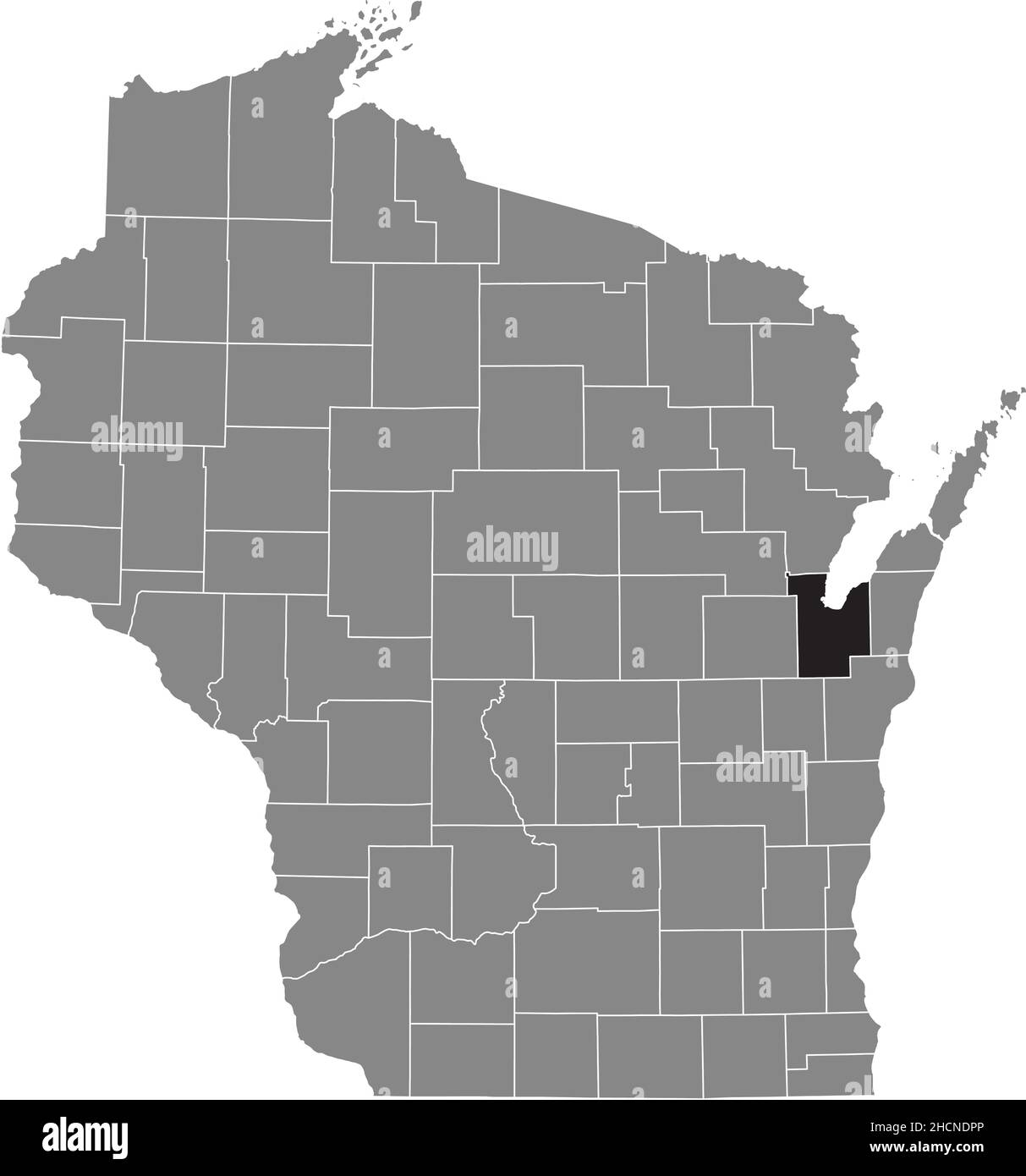 Black highlighted location map of the Brown County inside gray ...
