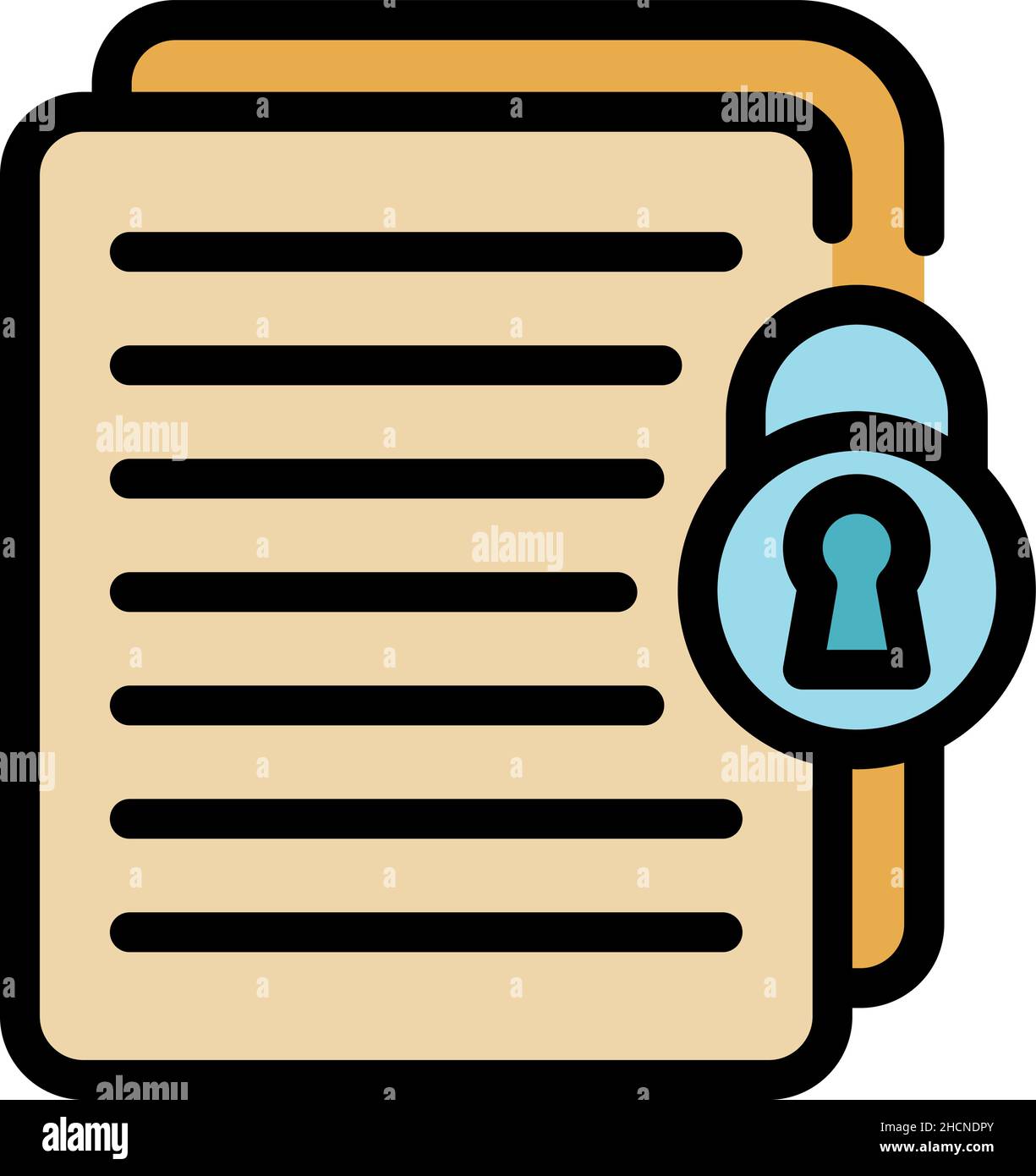 Locked documents icon. Outline locked documents vector icon color flat ...