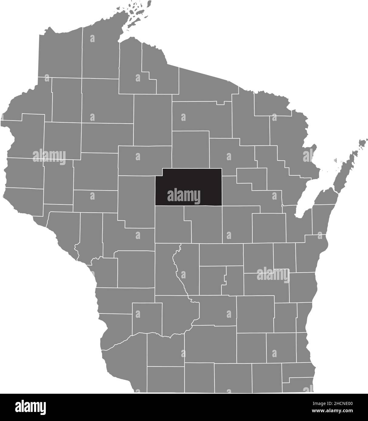 Black highlighted location map of the Marathon County inside gray ...