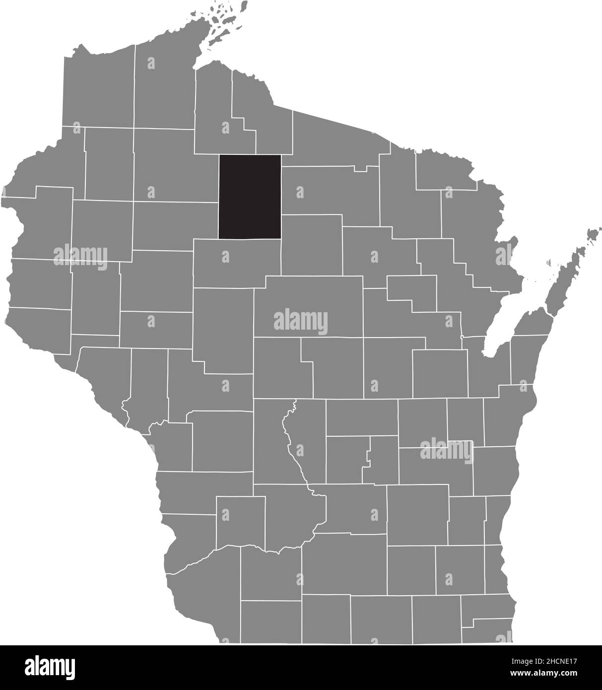 Black highlighted location map of the Price County inside gray ...