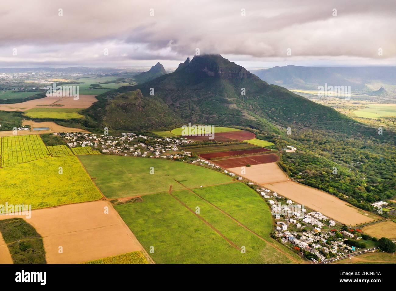 View from the height of the sown fields located on the island of ...