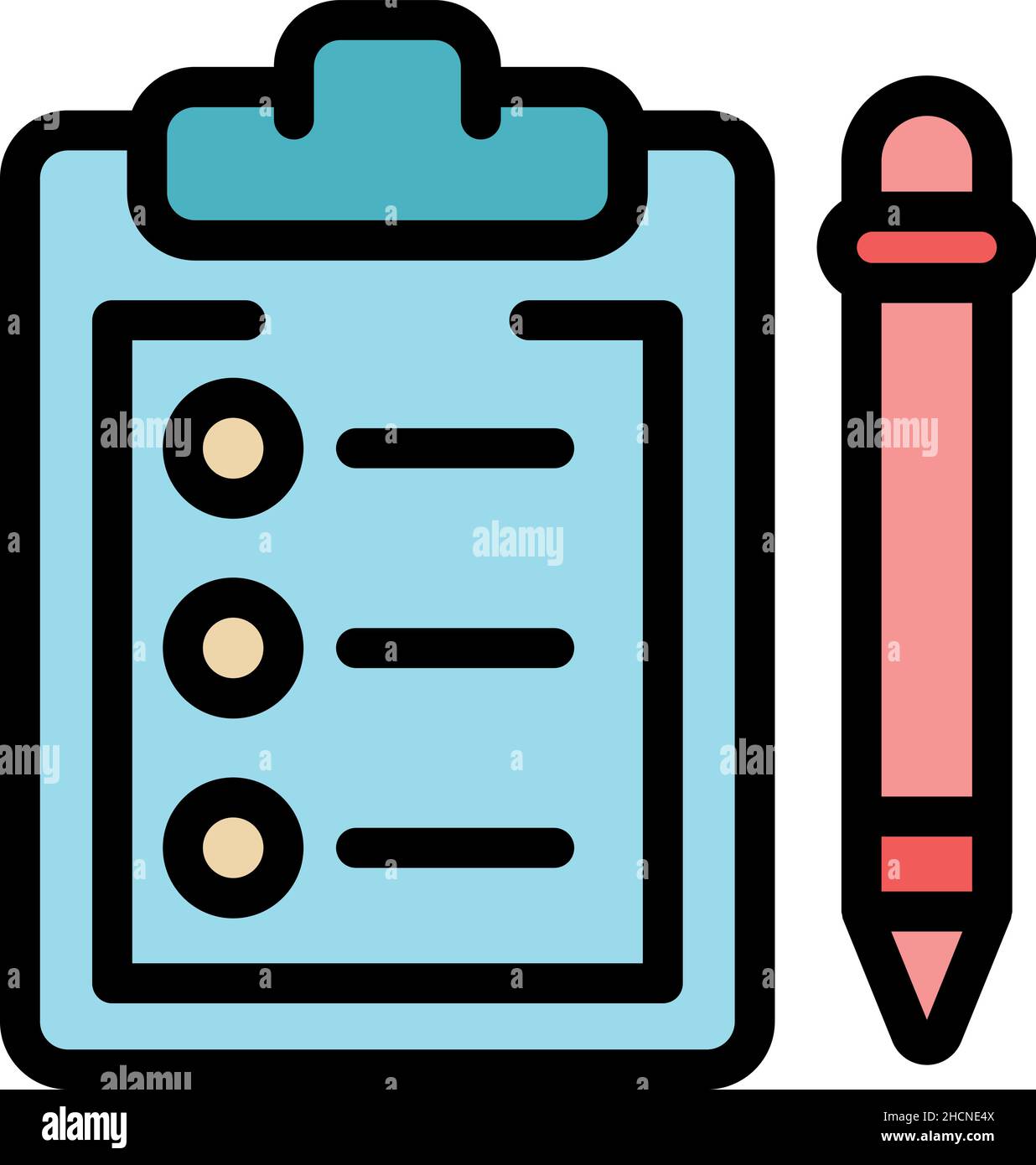 Clipboard and pen icon. Outline clipboard and pen vector icon color ...