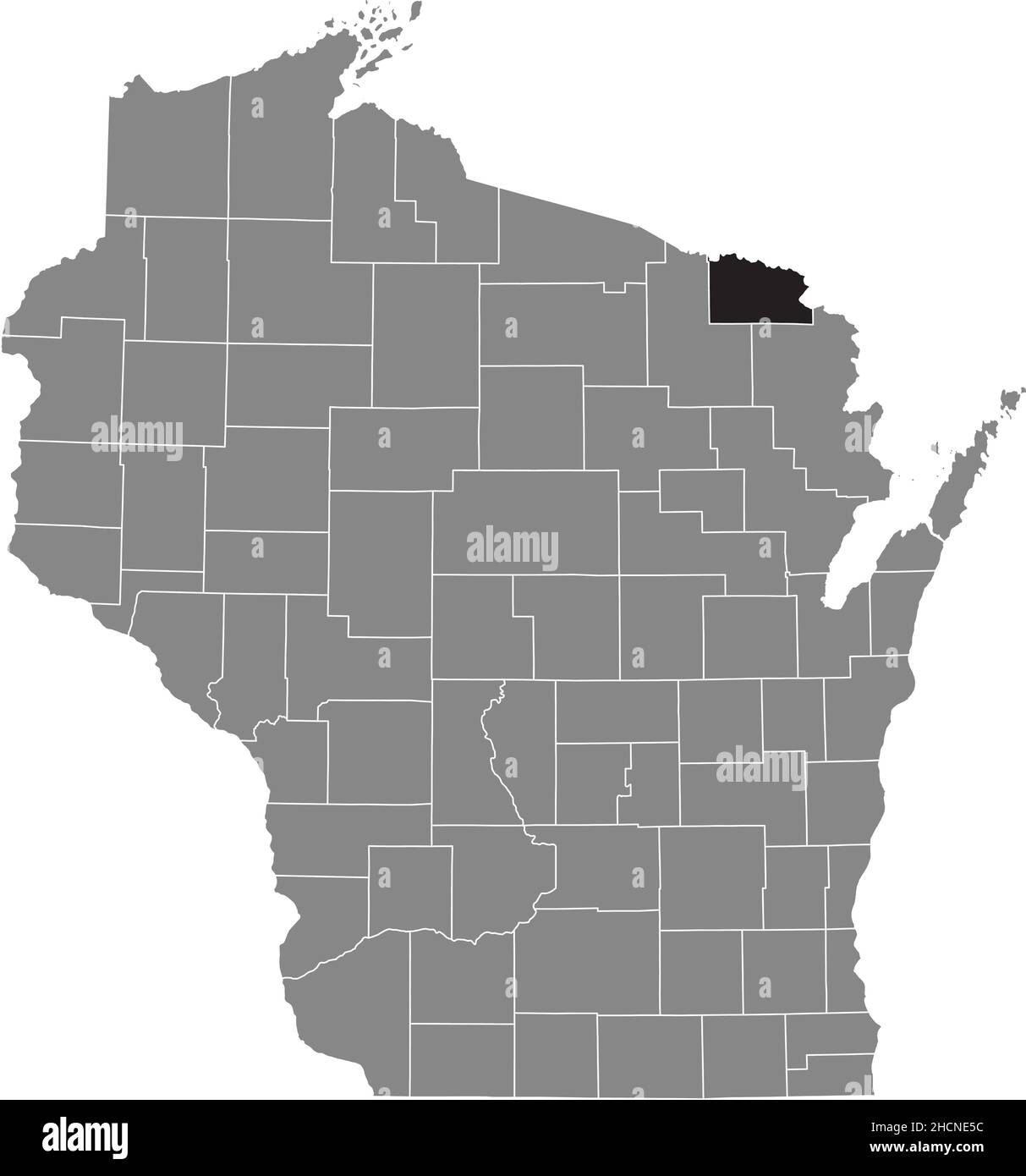 Black highlighted location map of the Florence County inside gray ...