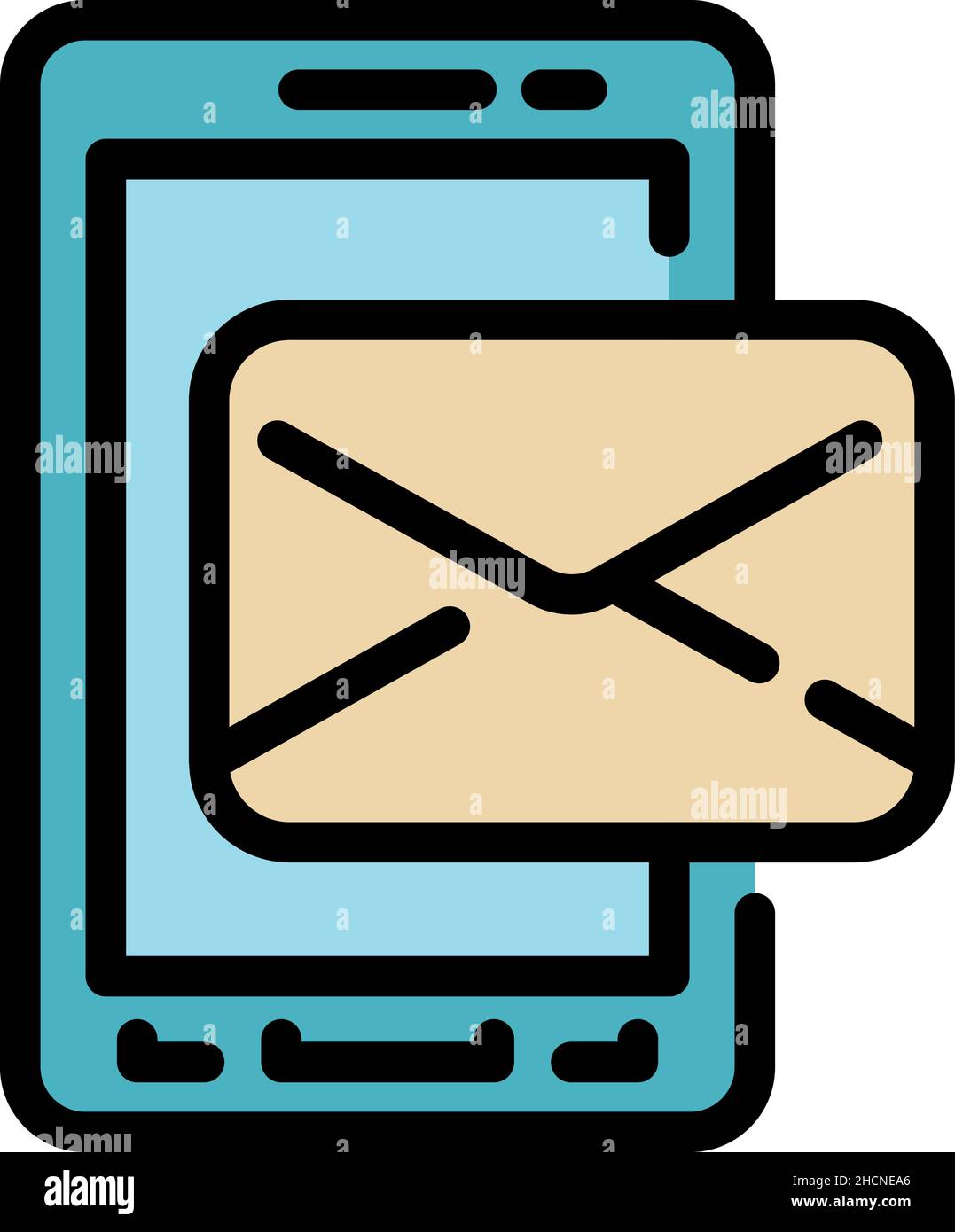 Phone message icon. Outline phone message vector icon color flat ...