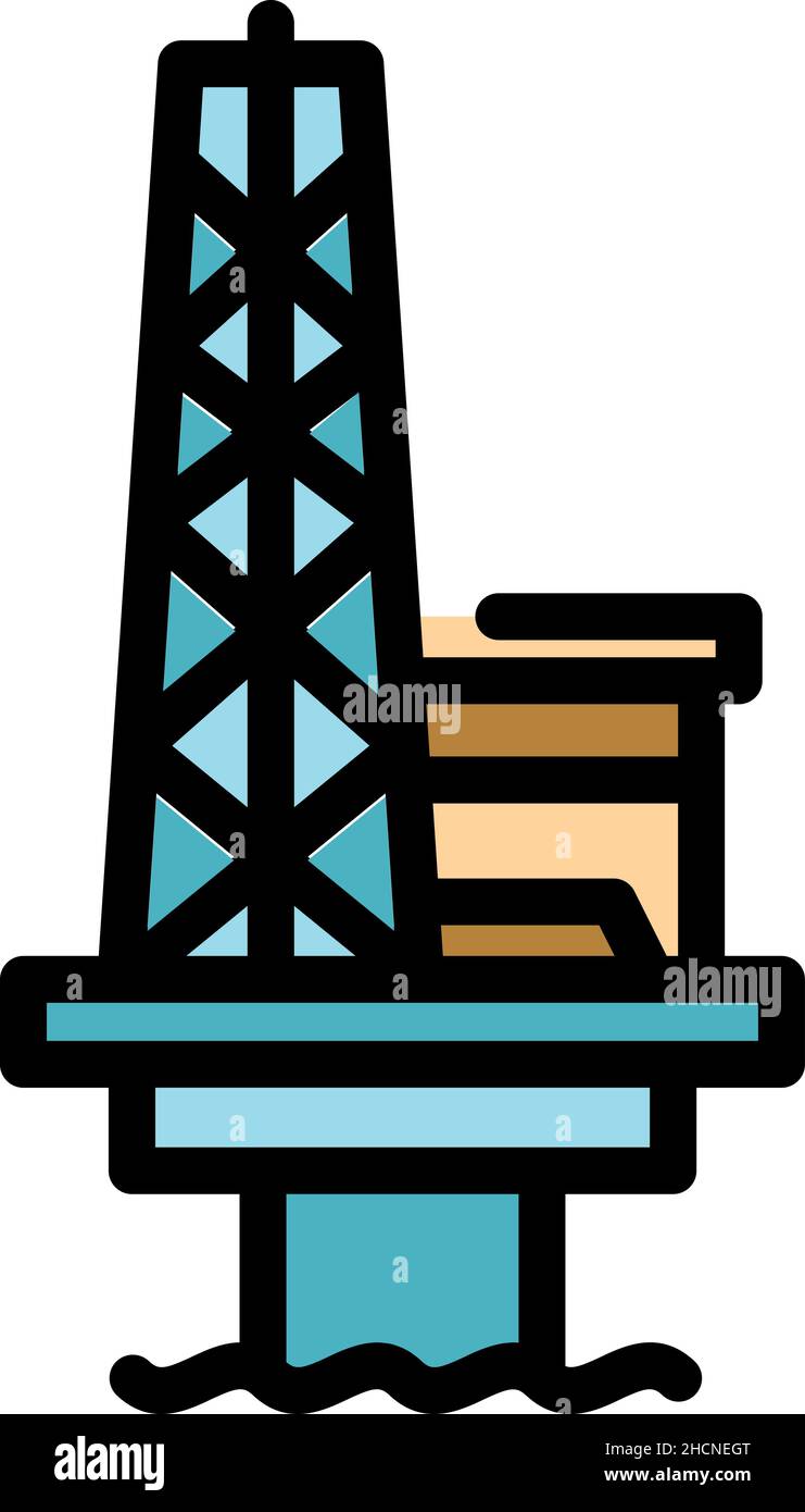 Production sea drilling rig icon. Outline production sea drilling rig ...