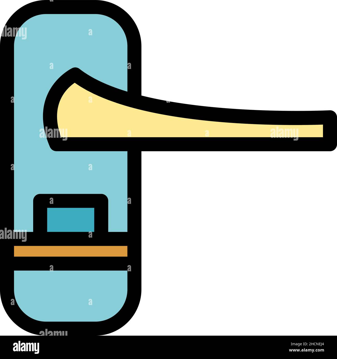 Lock door handle icon. Outline lock door handle vector icon color flat ...