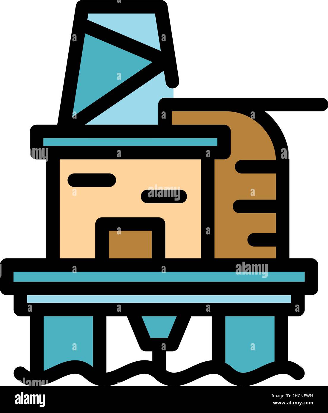 Factory sea drilling rig icon. Outline factory sea drilling rig vector ...