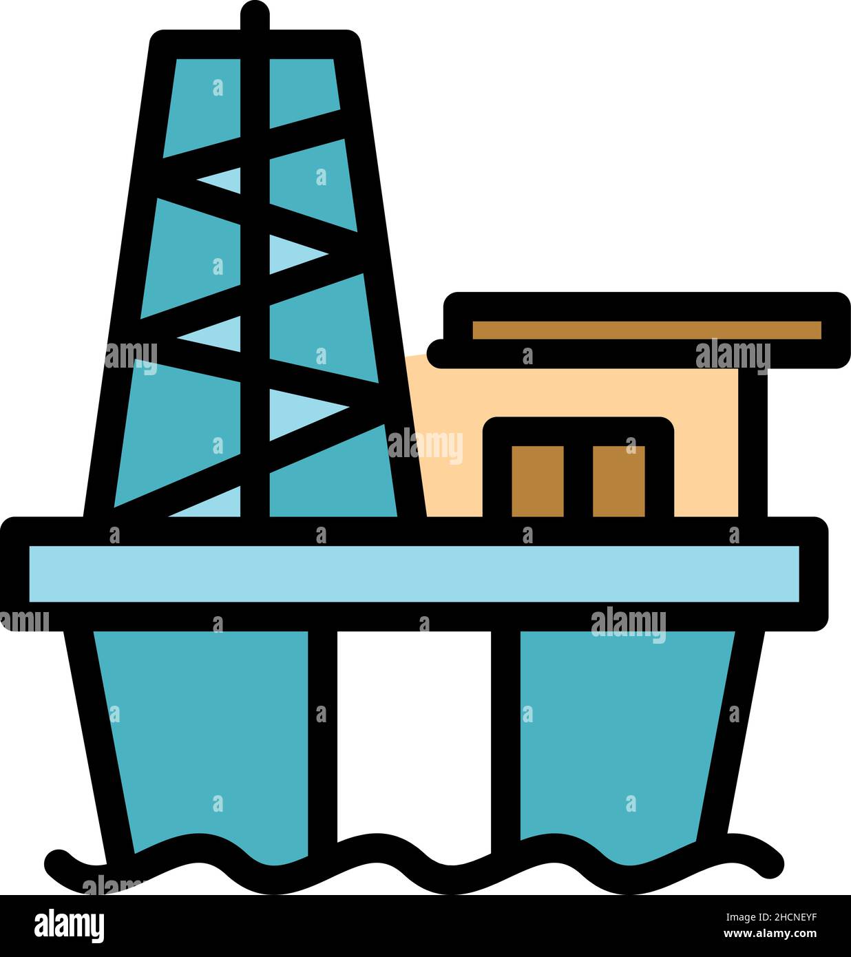 Oil sea drilling rig icon. Outline oil sea drilling rig vector icon ...