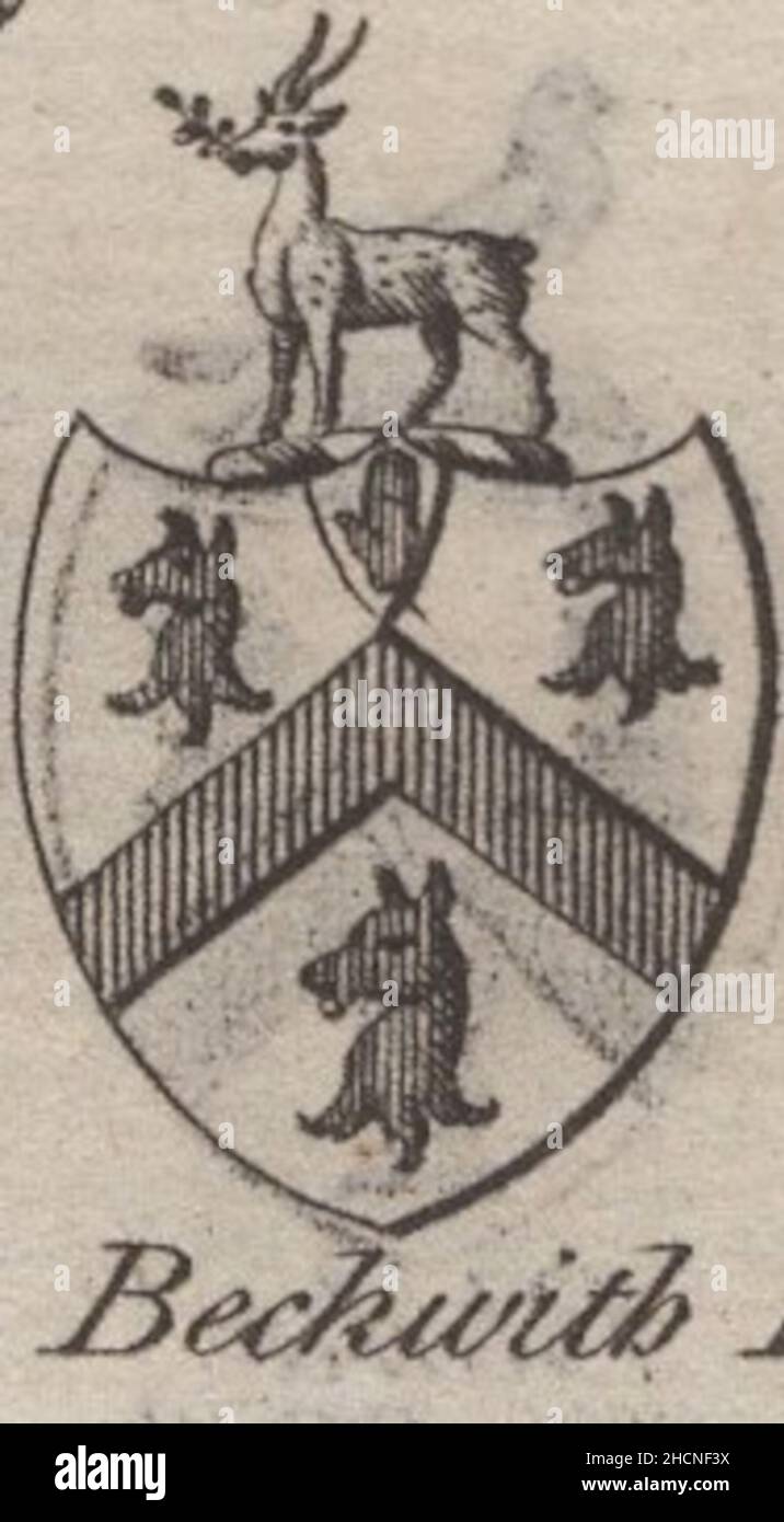 antique 18th century engraving heraldy coat of arms, English Baronet of ...