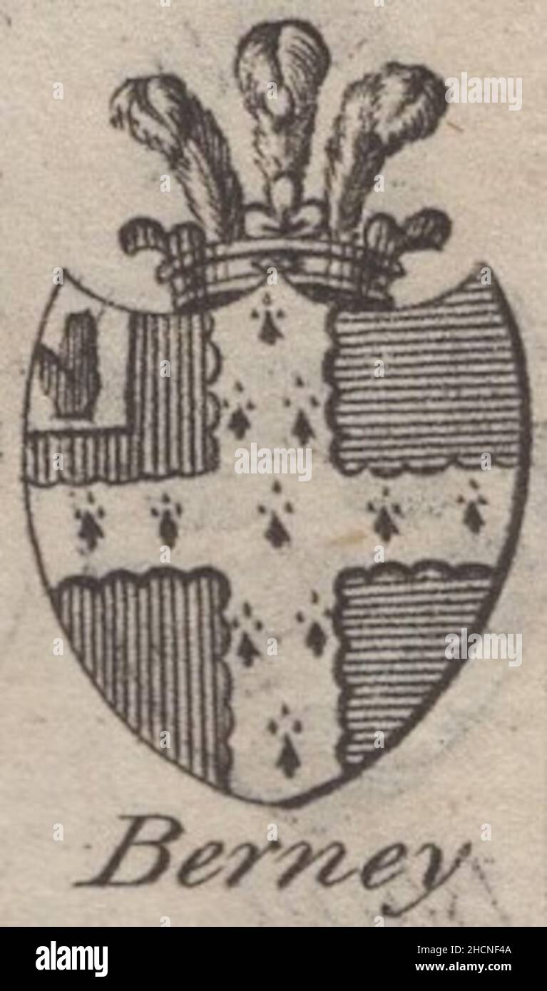 antique 18th century engraving heraldy coat of arms, English Baronet of ...