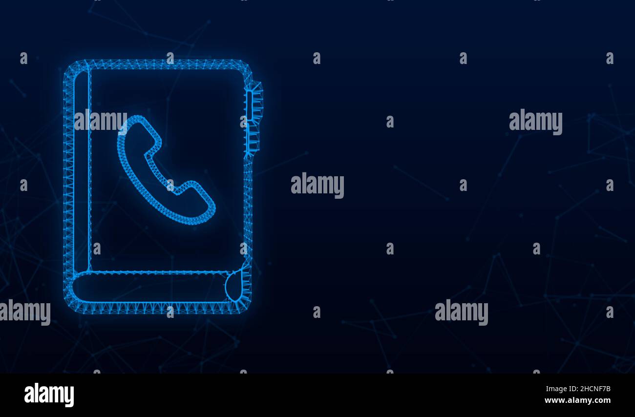 Flat icon with blue contact book on dark background for paper design ...