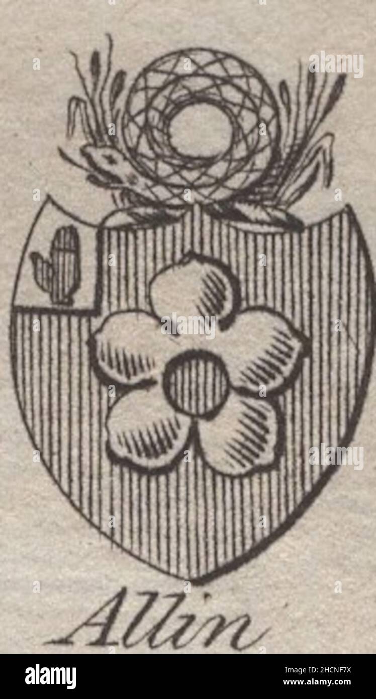 antique 18th century engraving heraldy coat of arms, English Baronet ...