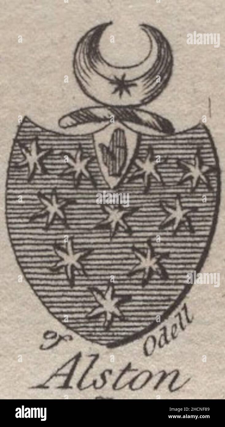 antique 18th century engraving heraldy coat of arms, English Baronet ...