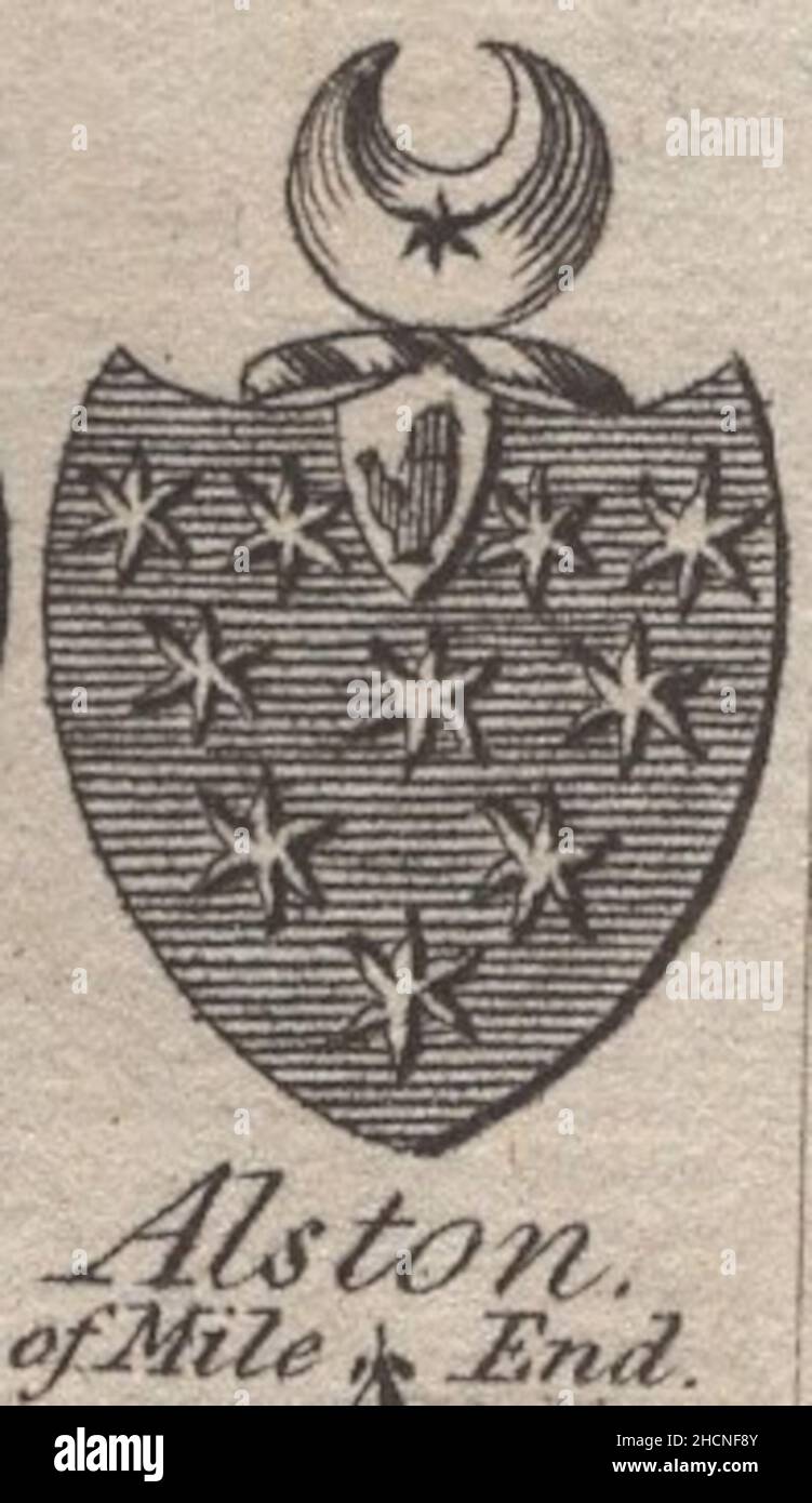 antique 18th century engraving heraldy coat of arms, English Baronet ...